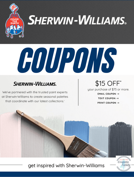 Sherwin Williams Coupon: $15 off $75 purchase!