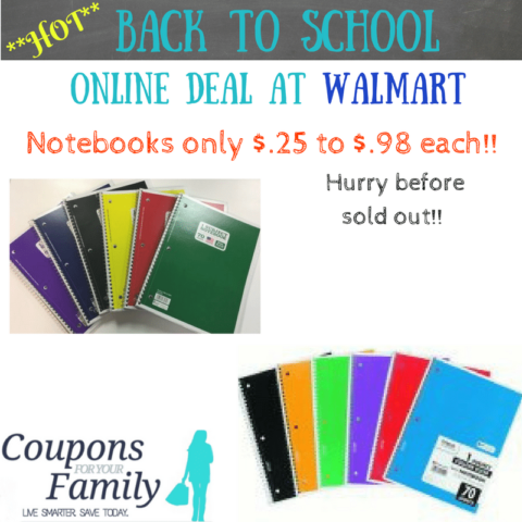 Walmart Back To School Notebooks only $.25!! Hurry & buy online before ...