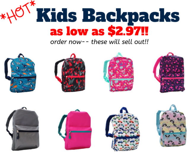 **HOT** Back To School- Walmart Kids Backpacks as low as $2.97 each!!