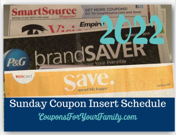 Check out the 2022 Sunday Coupon Inserts Schedule!!