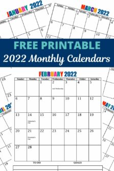 Get your Free Monthly Printable Calendar 2022 or Undated Monthly Here!