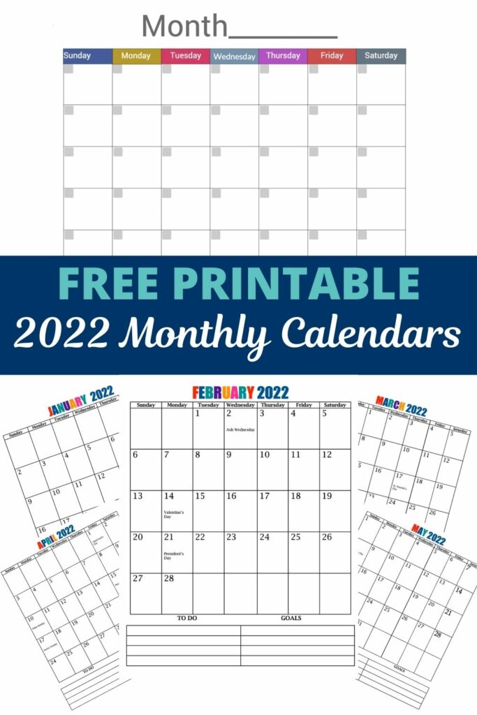 Get your Free Monthly Printable Calendar 2022 or Undated Monthly Here!