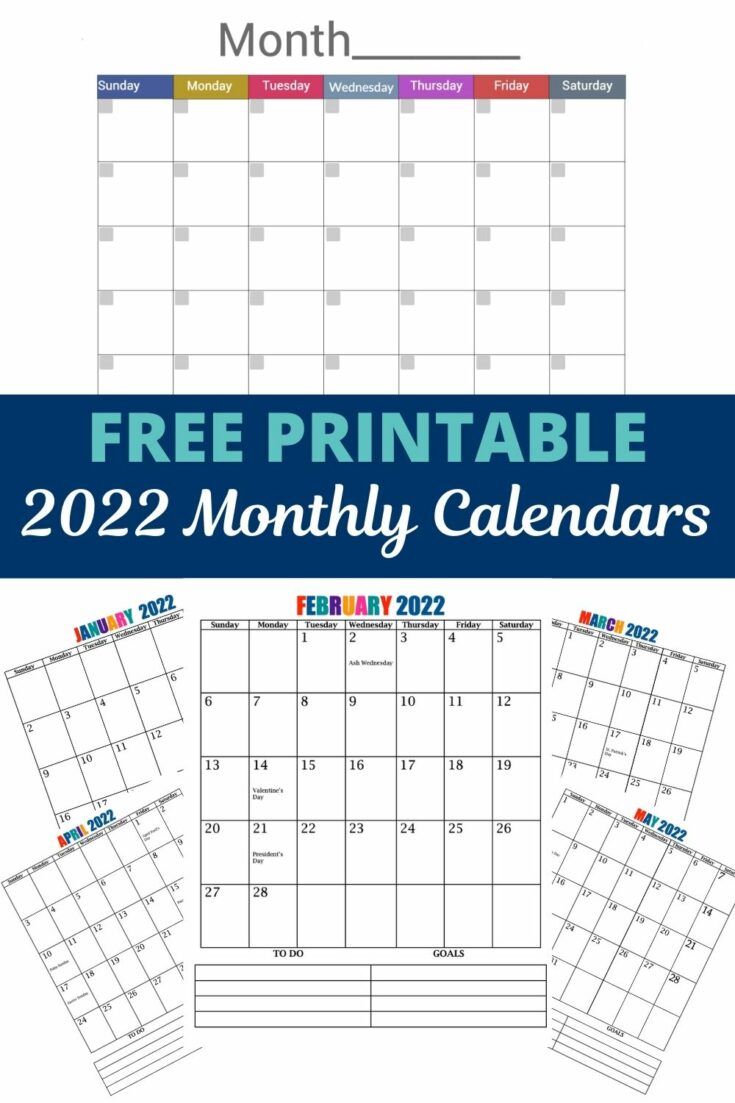 Get your Free Monthly Printable Calendar 2022 or Undated Monthly Here!