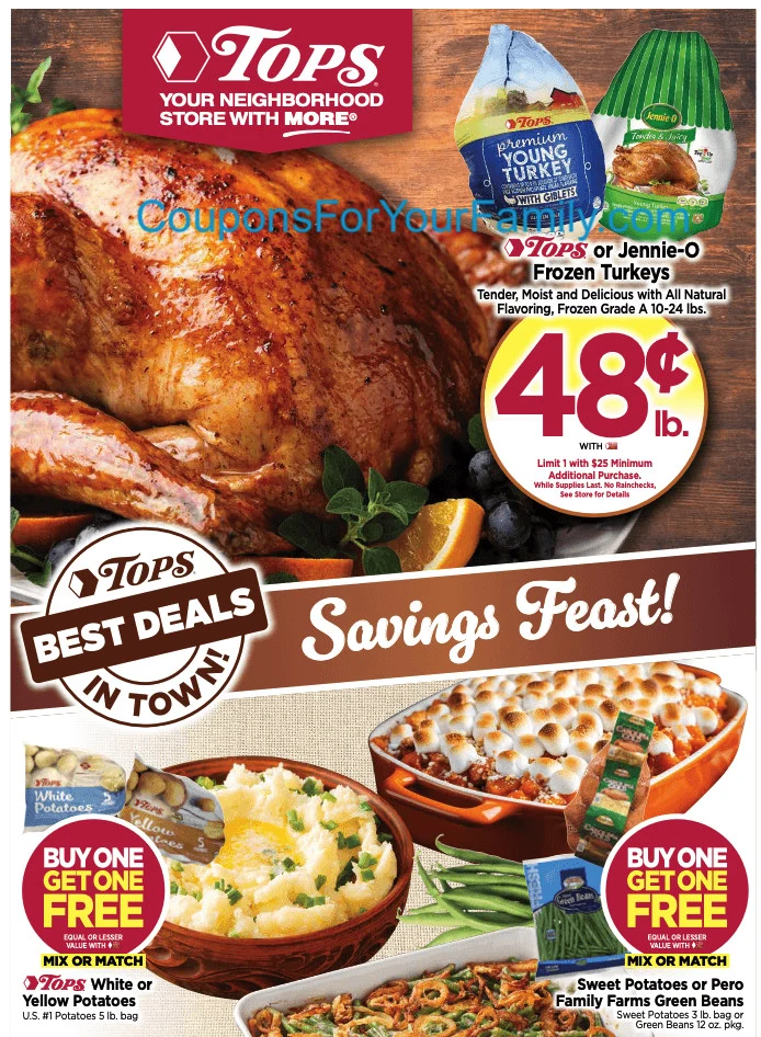Tops Early (11/17/24 - 11/23/24) Weekly Ad Preview~ Lowest Turkey price ...
