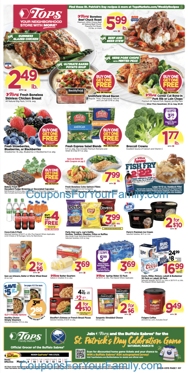 Tops Early (3/9/25 - 3/15/25) Weekly Ad Preview - $2.49lb Chicken ...