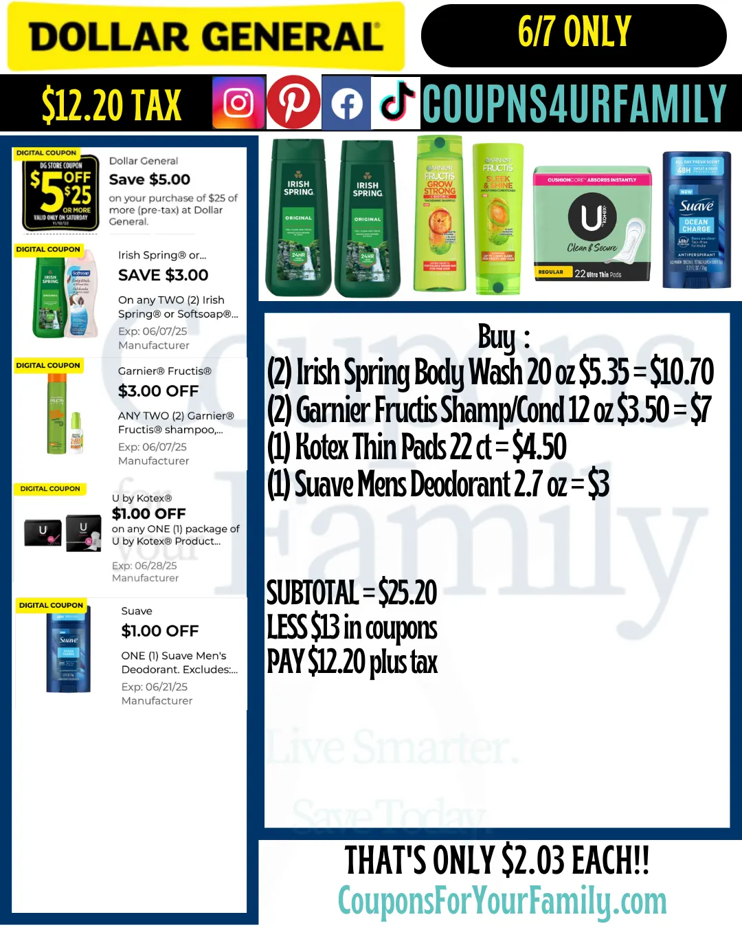 Dollar General Coupon Scenarios Saturday 6/7/25: Deals as low $.29 and ...