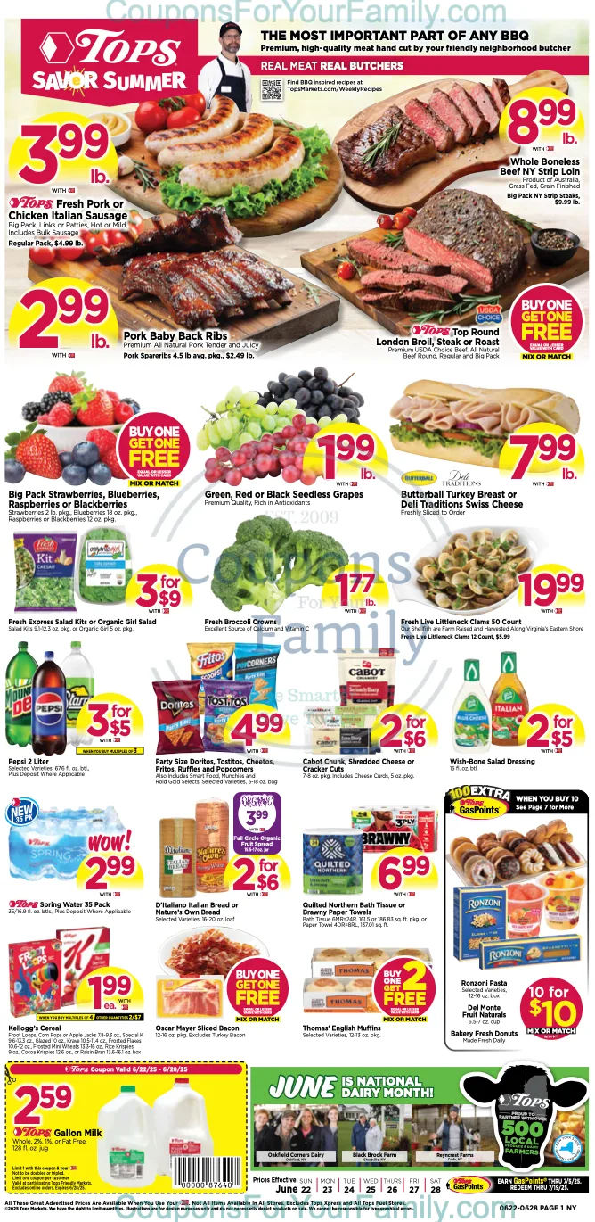 Tops Early (6/29/25 - 7/5/25) Weekly Ad Preview: $9.99 Sahlens, $1.49 ...