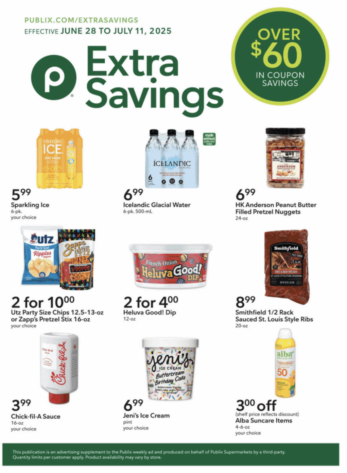 Publix Weekly Ad (7/2/25 -7/8/25) & 6/28/25 Extra Savings Preview