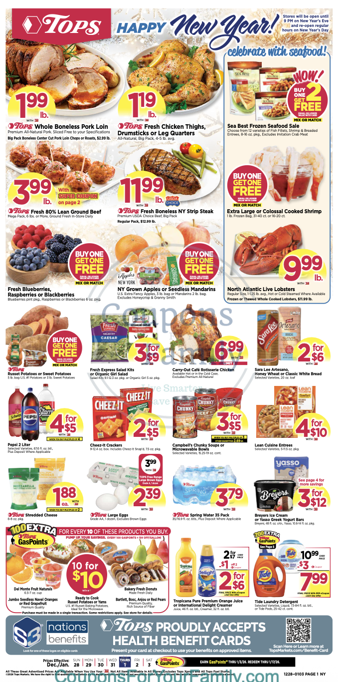 Tops Early (12/28/25 - 1/3/26) Weekly Ad Preview