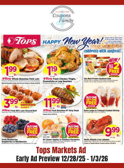 Tops Early (12/28/25 - 1/3/26) Weekly Ad Preview